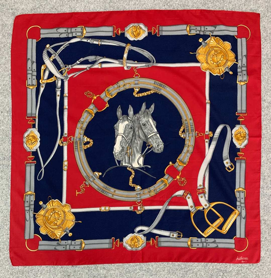 Vintage Scarf Patricia Silk Scarf Horse Shawl Patricia Square Scarf ...