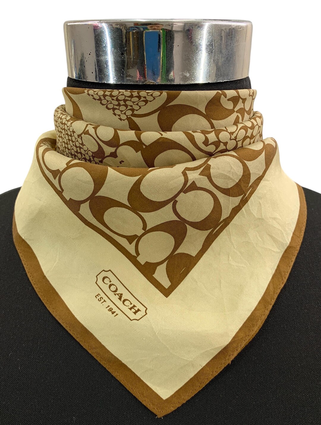 Vintage Coach Monogram Silk Scarf Neckerchief Coach Square Scarf ...