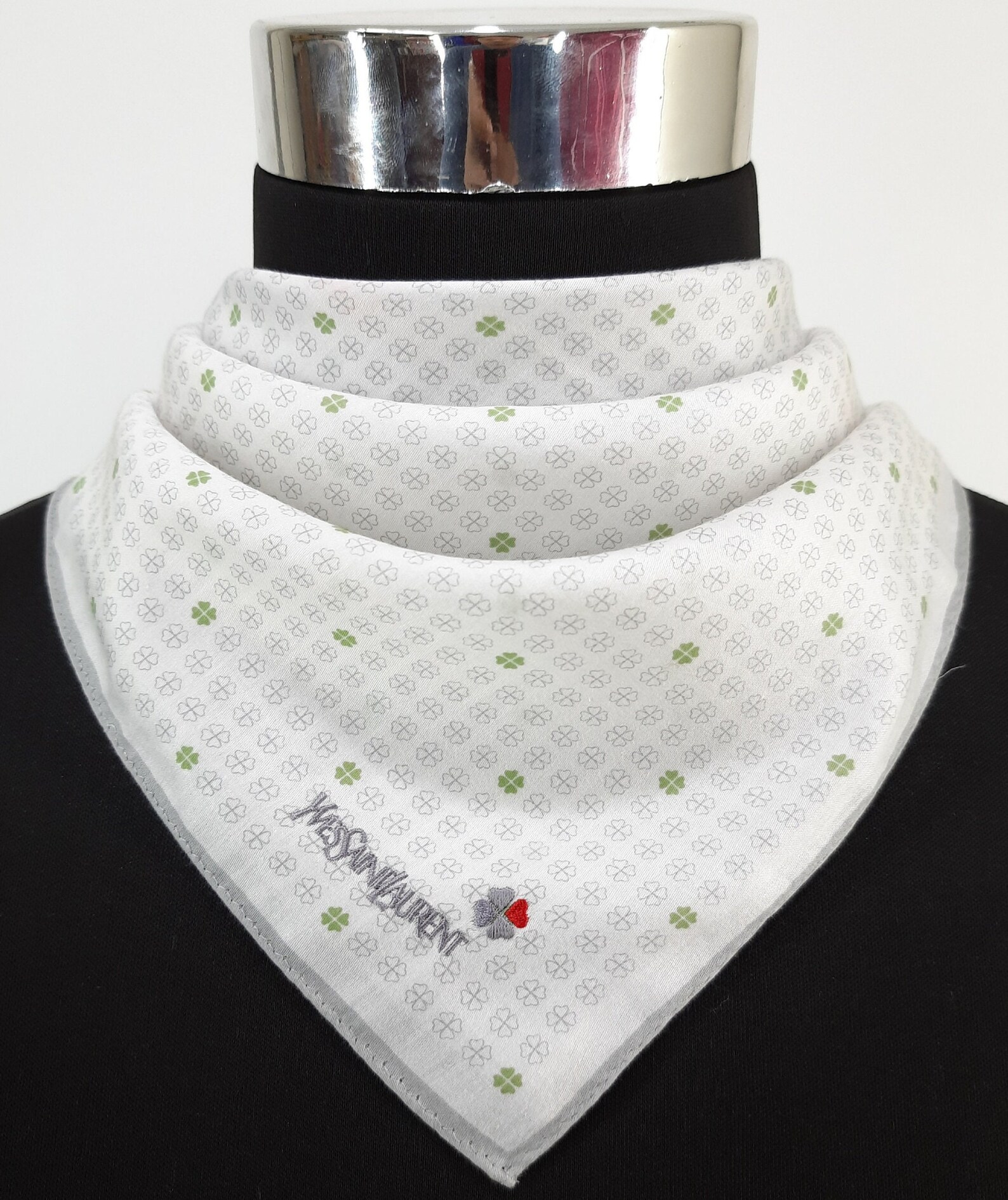 Vintage Scarf Yves Saint Laurent Neckerchief Square Scarf Leaf Motif ...