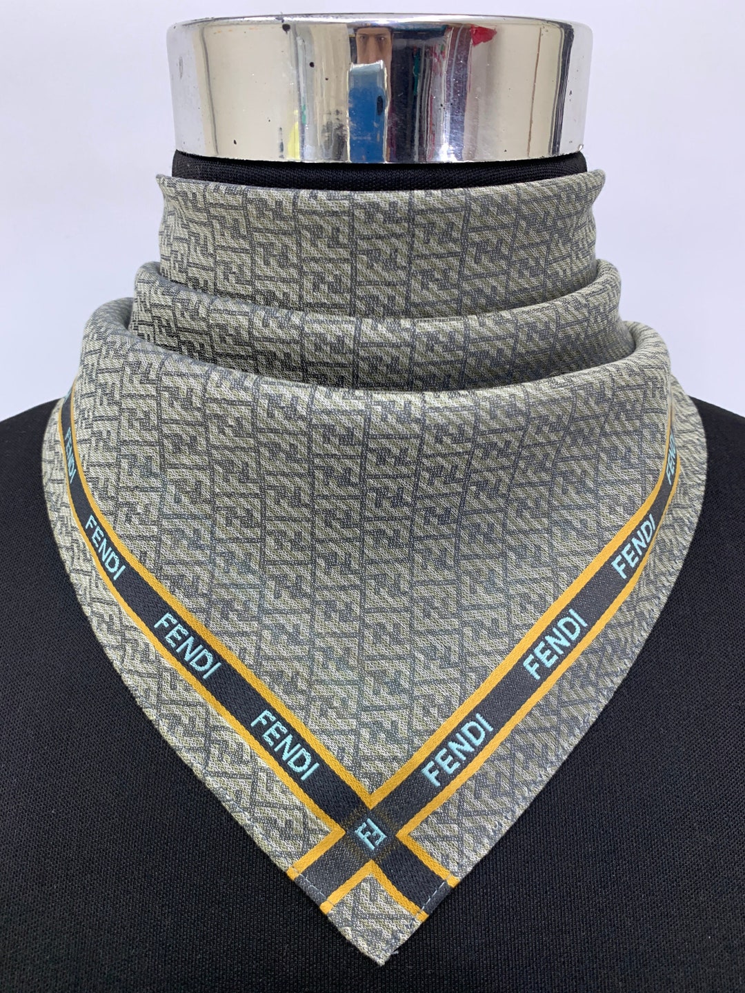 Vintage Fendi Monogram Scarf Handkerchief Fendi Neckerchief Square ...