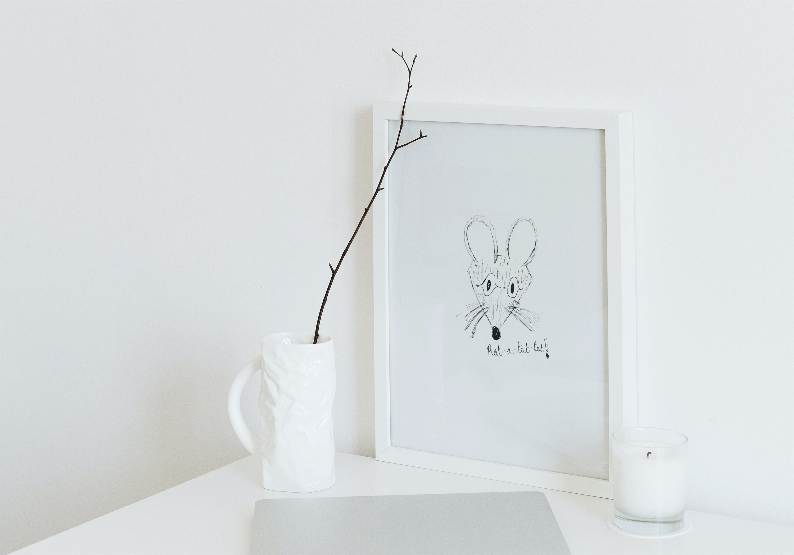 Badly Drawn Rat Print, Rodent Drawing, Mouse Rodent Lover Gift, Framed ...