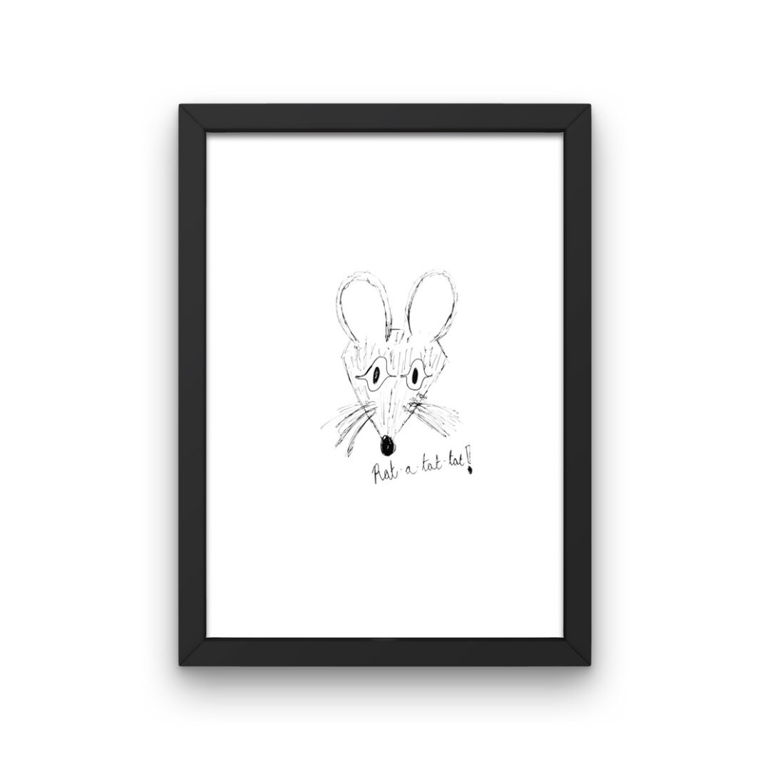 Badly Drawn Rat Print, Rodent Drawing, Mouse Rodent Lover Gift, Framed ...