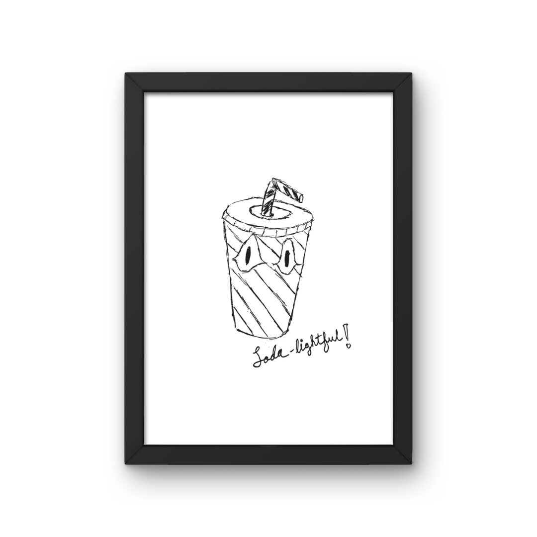 Badly Drawn Soda Print, Silly Art for Kitchen, Cartoon Style Decor, Fun ...