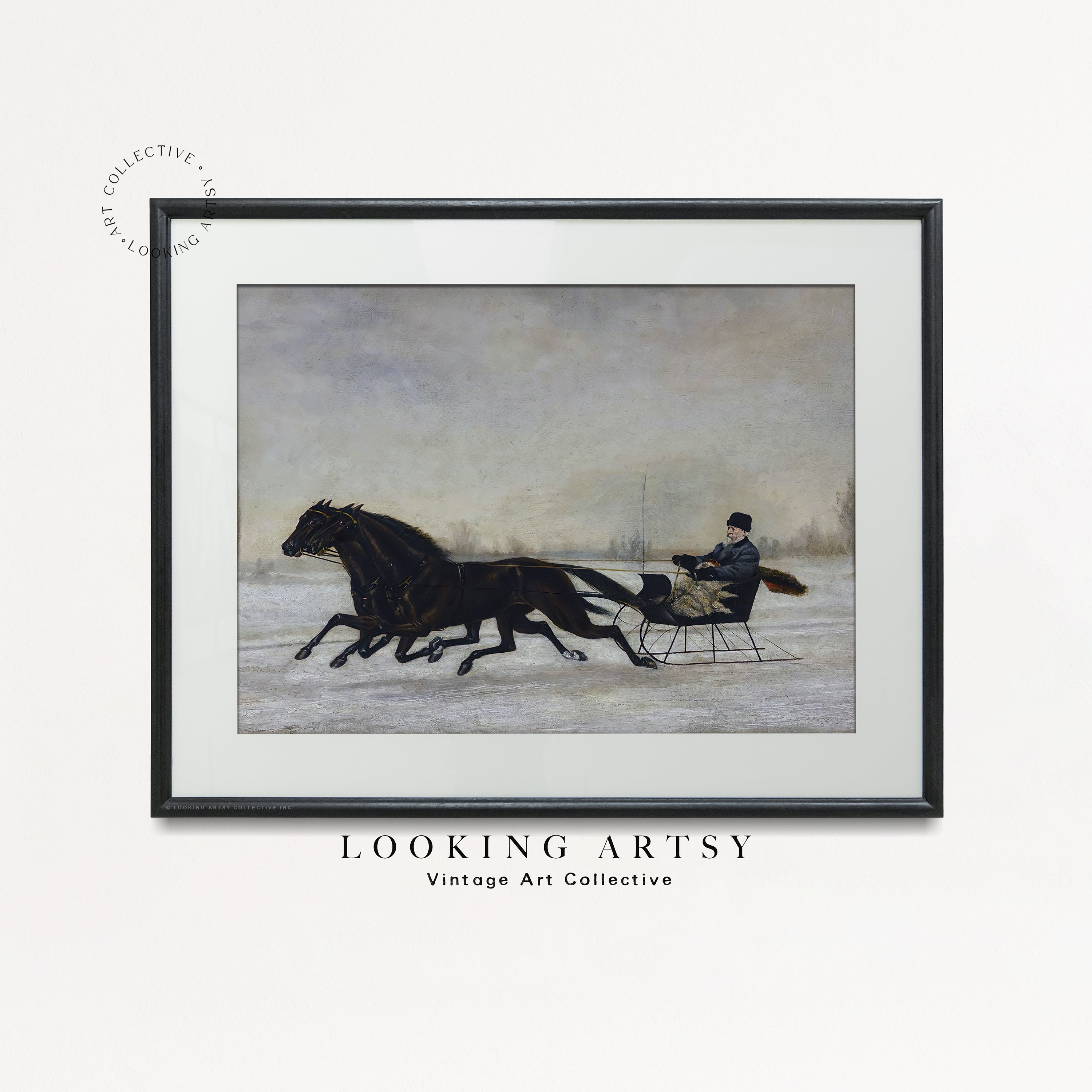 Vintage Winter Sleigh Ride Wall Art Country Christmas Holiday Decor ...