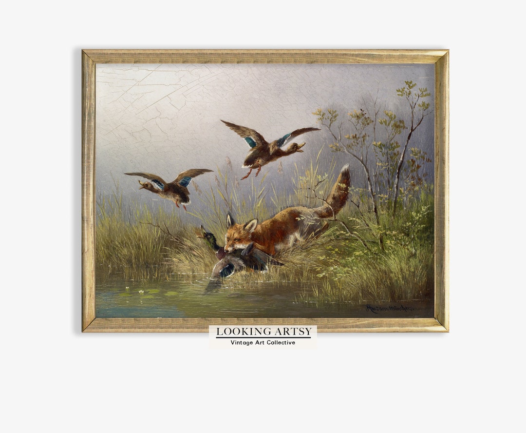 Vintage Fox Art Print Fox Painting Vintage Painting - Etsy