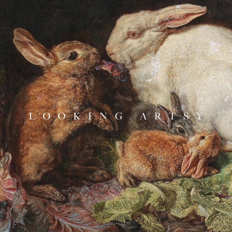 Samsung Frame Tv Art Vintage Bunny Painting Easter Frame TV Art Brown ...