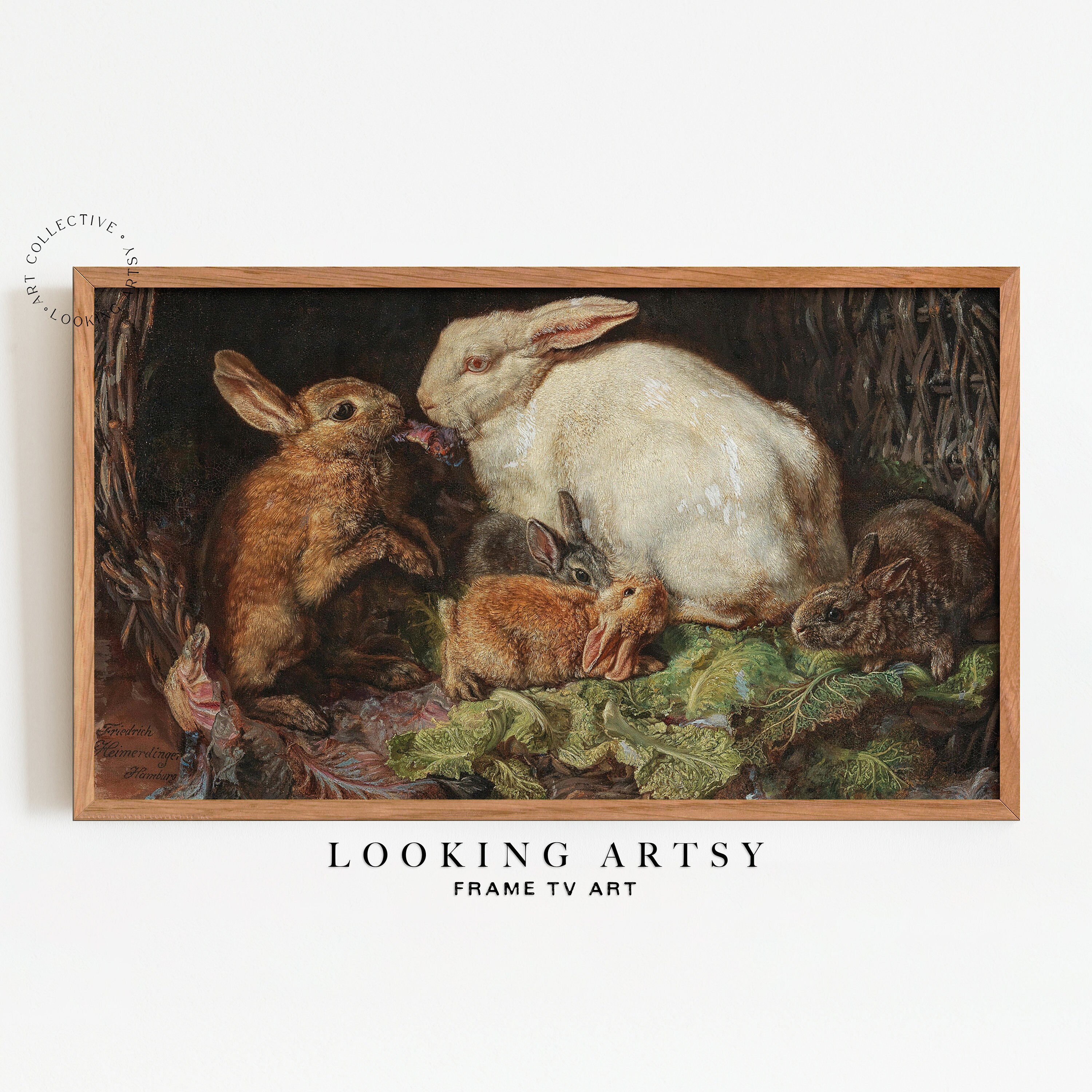 Samsung Frame Tv Art Vintage Bunny Painting Easter Frame TV Art Brown ...