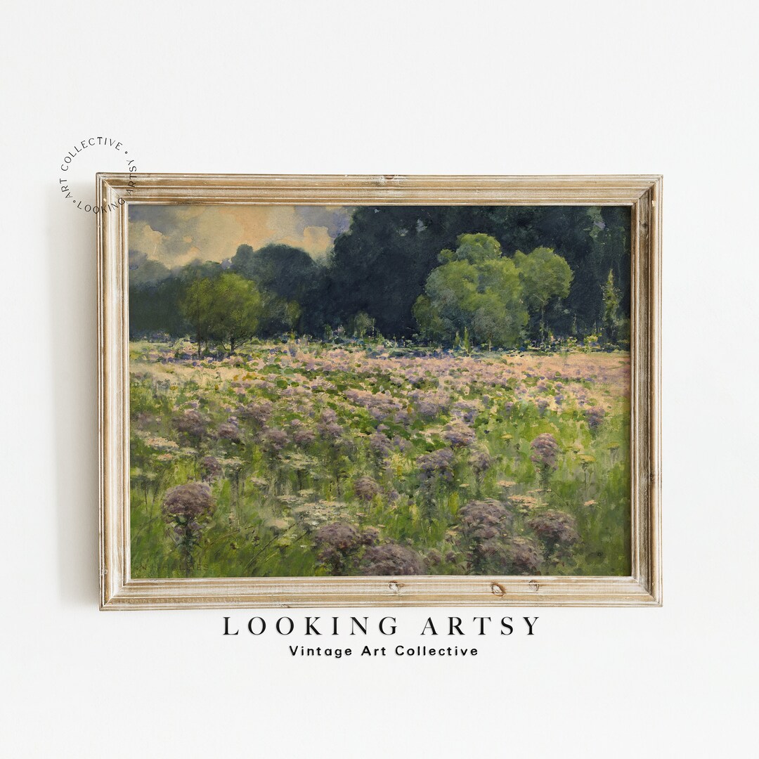 Vintage Spring Meadow Painting | Landscape Painting | French Country ...