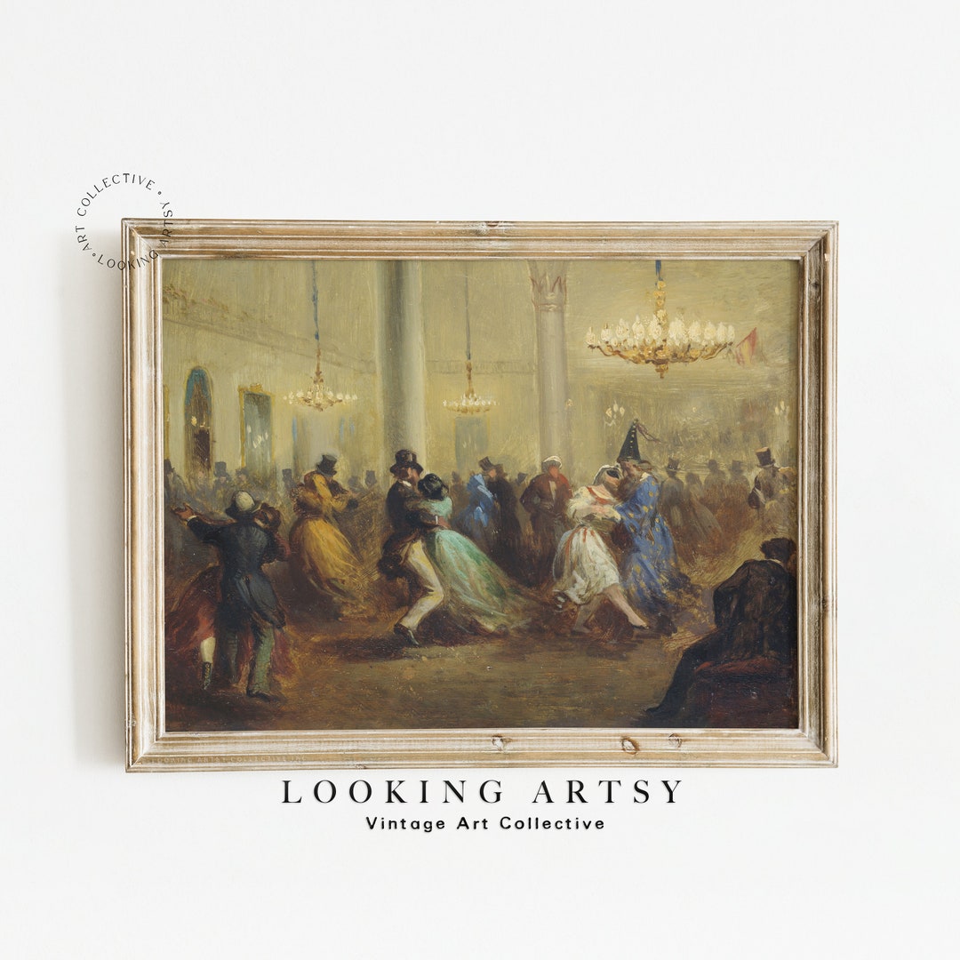 Masquerade Ball Painting Antique Living Room Print Masquerade Ball Oil ...