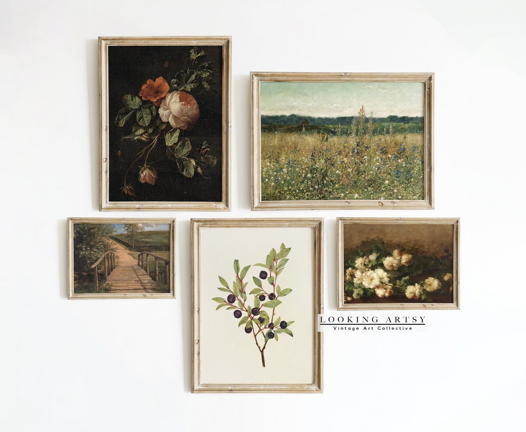 5 Country Gallery Wall Set Vintage Country Art Print Set Gallery Wall ...