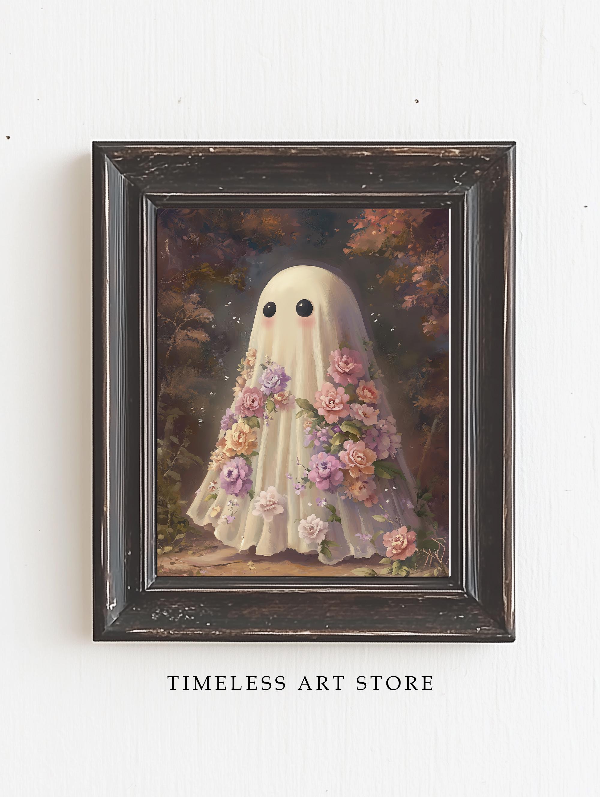 Halloween Ghost Art | Pink Halloween Decor | Halloween Printable Wall ...