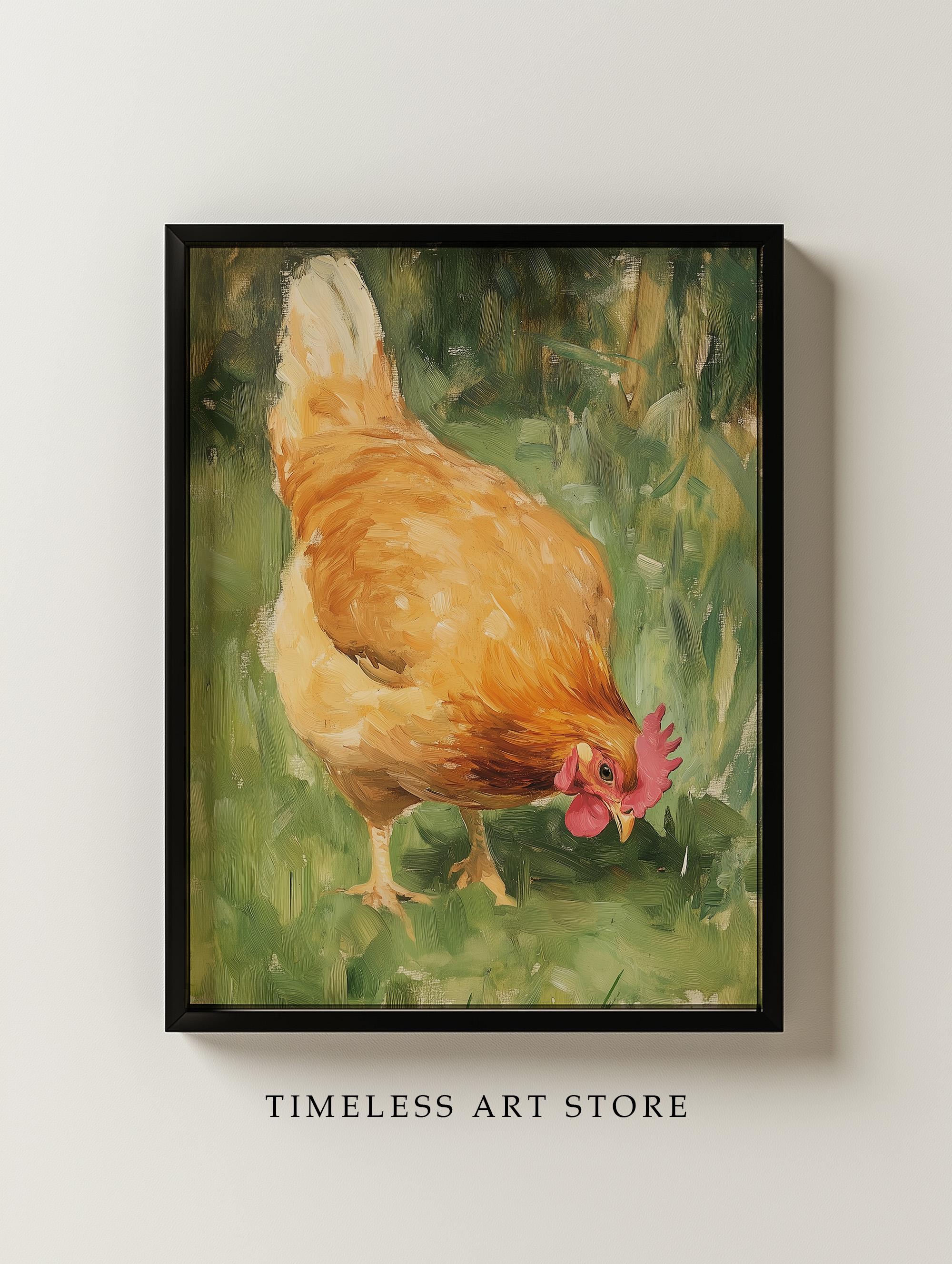 Vintage Chicken Artwork | Farmhouse Wall Art | Country Decor Chicken ...