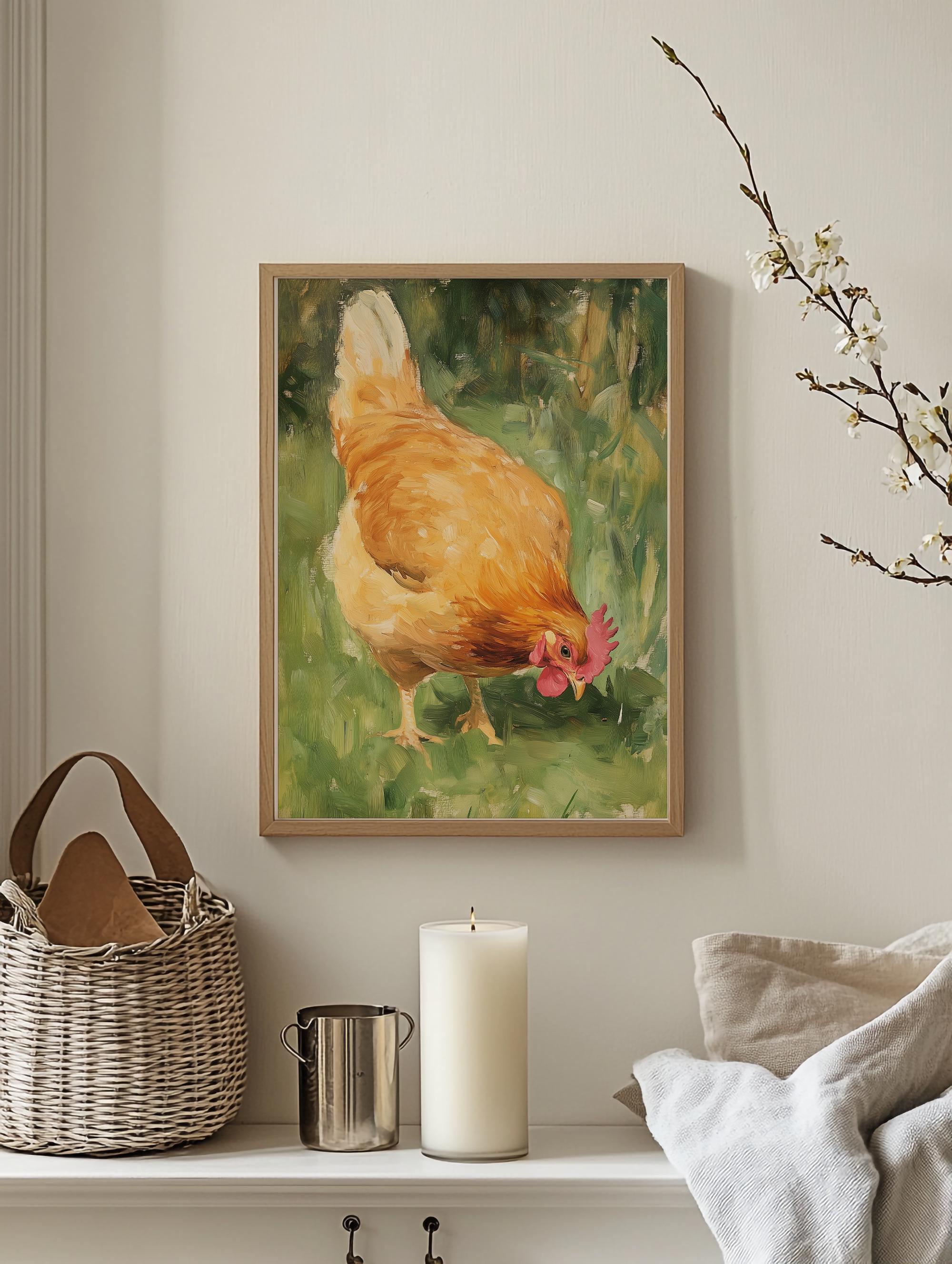 Vintage Chicken Artwork | Farmhouse Wall Art | Country Decor Chicken ...