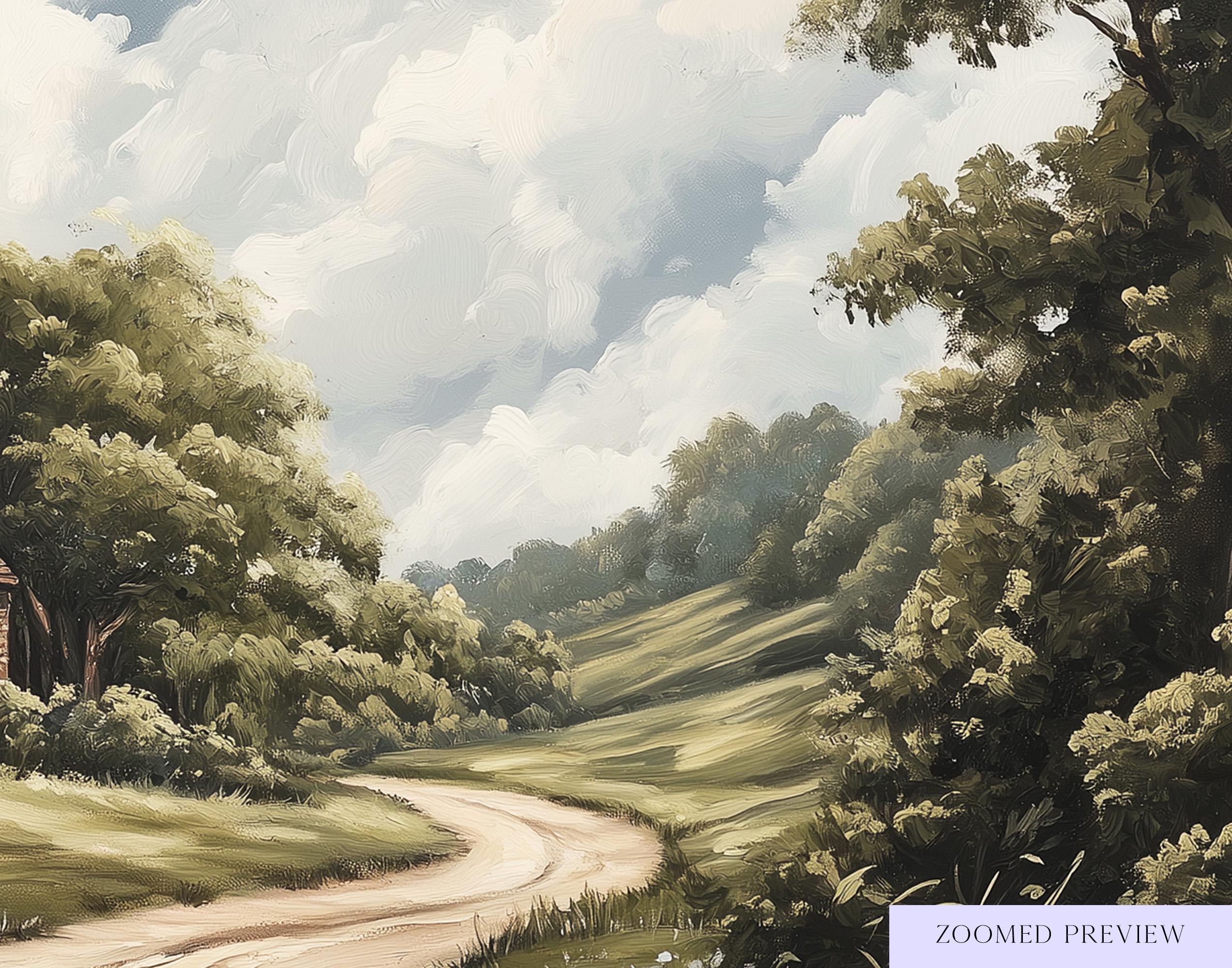 Charming Country Lane | Rustic Farmhouse Landscape | Serene Forest Path ...