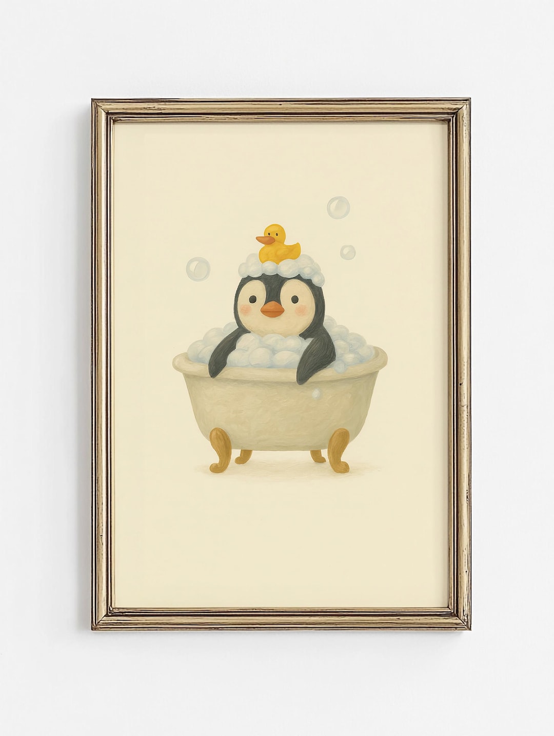 Penguin Bubble Bath Wall Art | Cute Bathroom Animal Printable | Kids ...