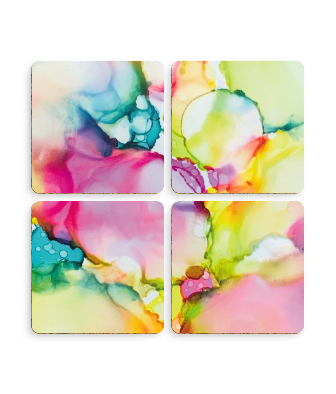 Abstract Art Coasters | Colour Splash Alcohol Ink, Set of 4 - Etsy