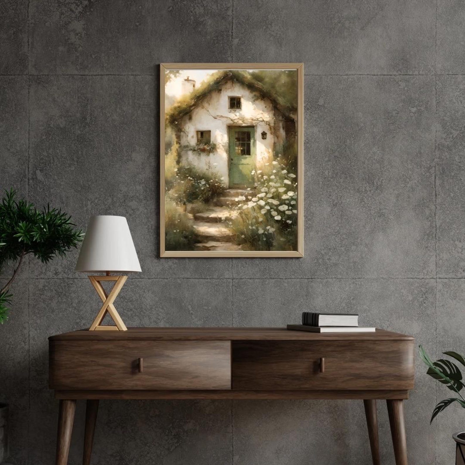 Rustic Sage Cottage Art Print | Country Farmhouse Style | Cosy ...