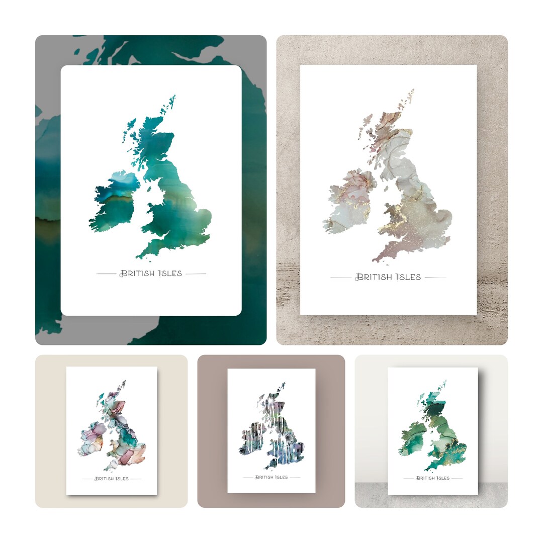 British Isles Map | Original Alcohol Ink Art | Unframed Print - Etsy UK