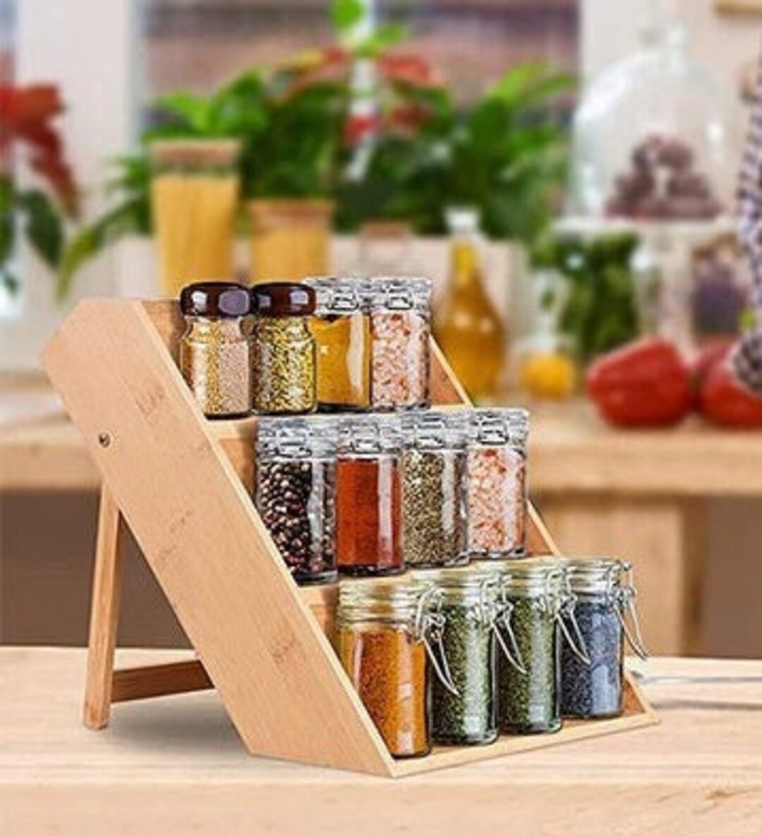 Spice Rack Desktop Organizer Wooden Spice Rack Farmhouse - Etsy