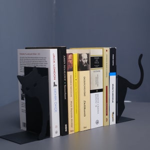 Cute Cat Metal Bookends, Heavy and Durable Bookends, Cute Cat Bookshelf ...