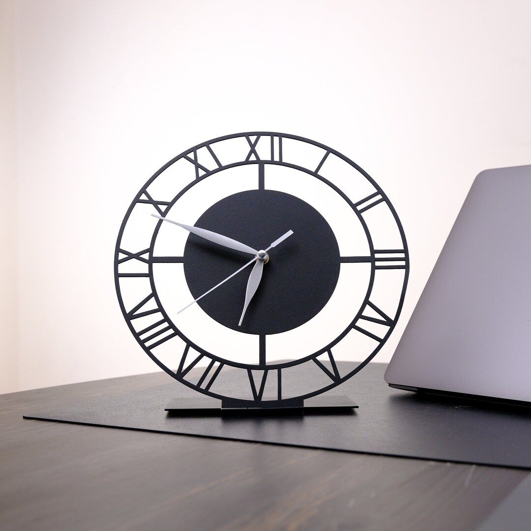 Unique Desk Clock With Roman Numbers Office Accessories for - Etsy