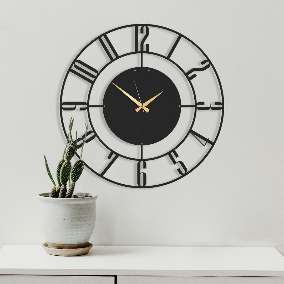 Thin Numbers Modern Wall Clock, Large Wall Clock Unique, Oversized Wall ...