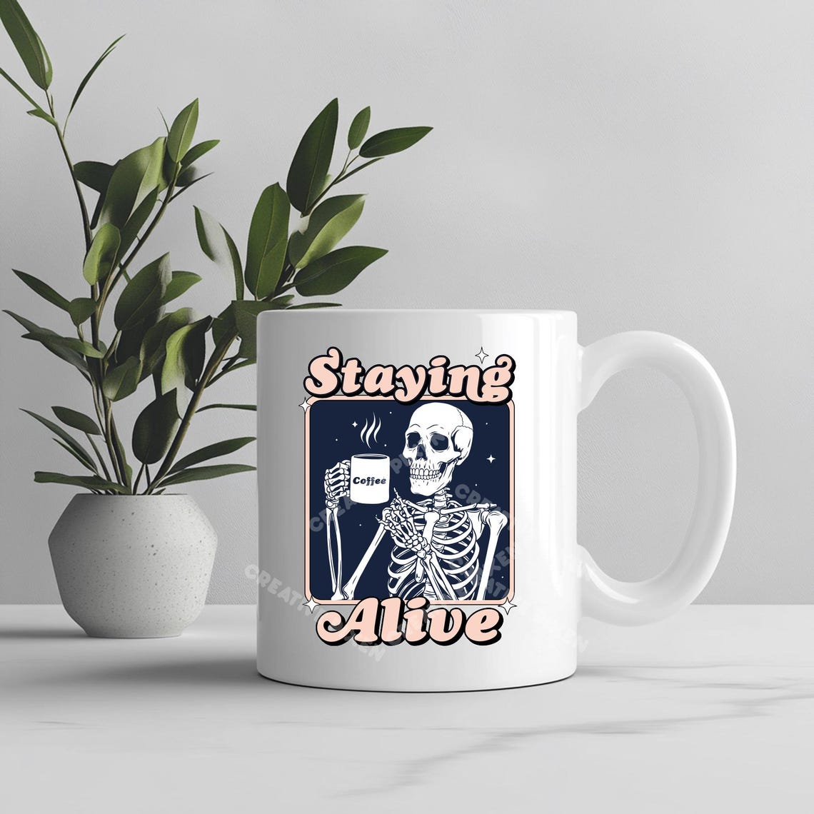 Staying Alive Skeleton Coffee Lover - PNG, SVG Digital Download for T ...