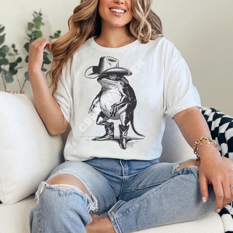 Cowboy Frog Digital PNG | Western Frog Design for T-shirt Print and ...