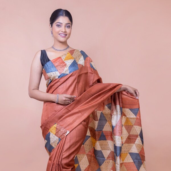 Rust Color Saree - Etsy