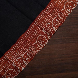 Rust Colour Saree With Black Border | Pure Mulberry Silk | Black Blouse ...