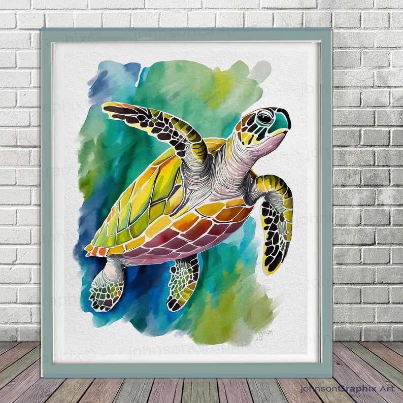 Sea Turtle Art Print, Sea Turtle Poster, Sea Life Wall Art, Nursery Art ...