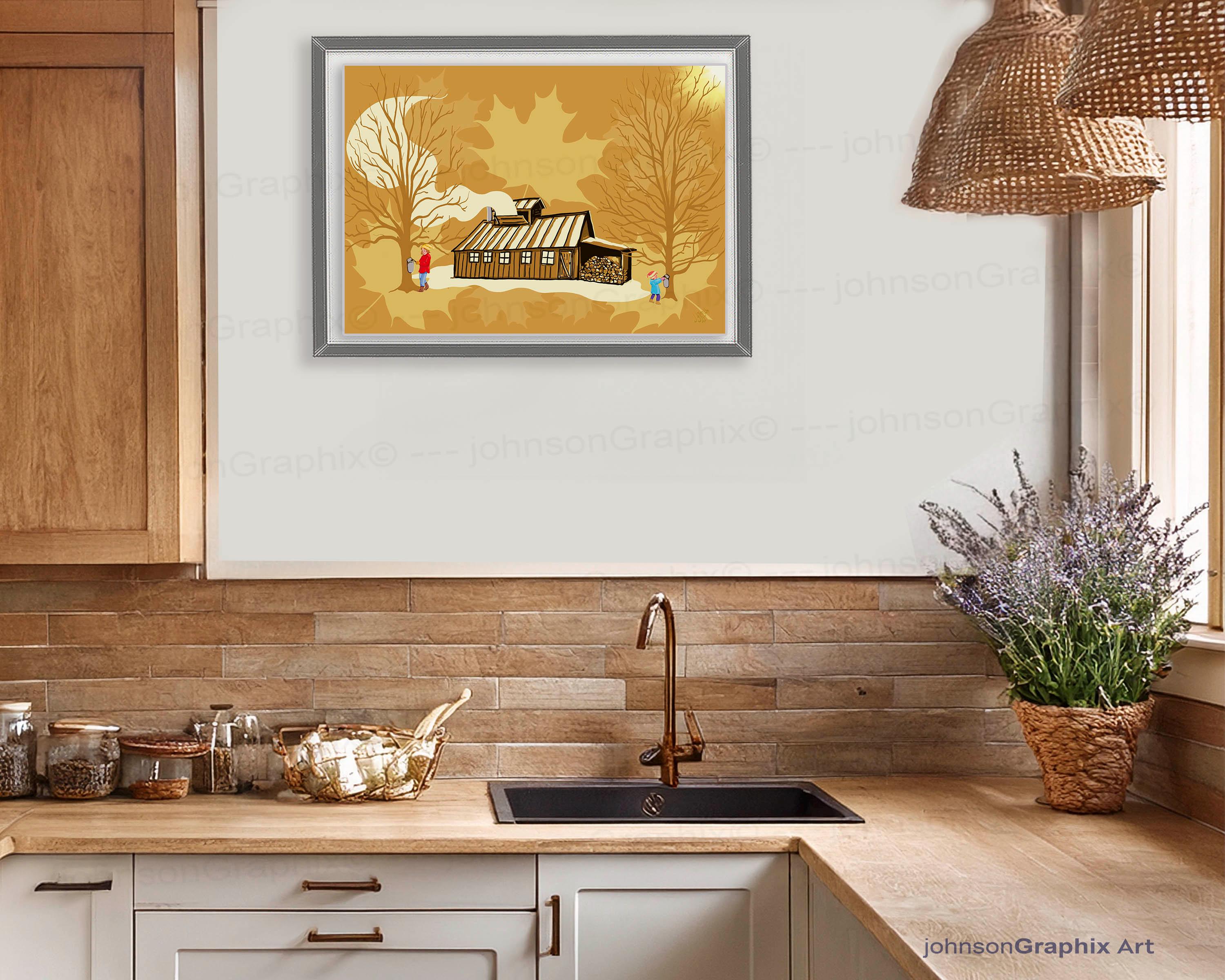 Maple Syrup Harvest Painting Print: Winter Landscape Painting - Etsy