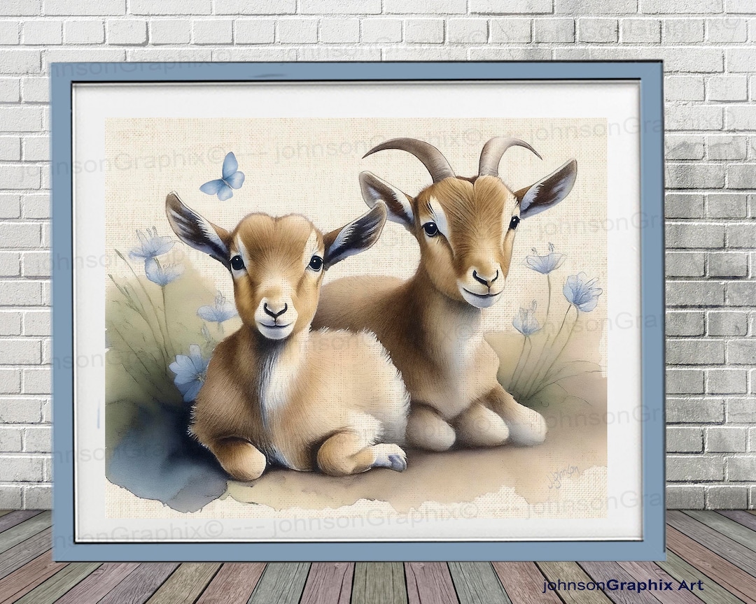 Adorable Baby Goats Art Print, Nursery Wall Art Baby Farm Animal Print ...