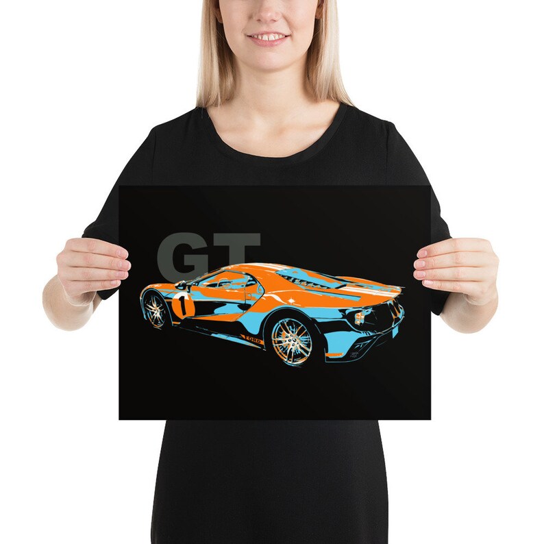 Ford GT Abstract Painting Art Print, Exotic Car Wall Art Print, Super ...