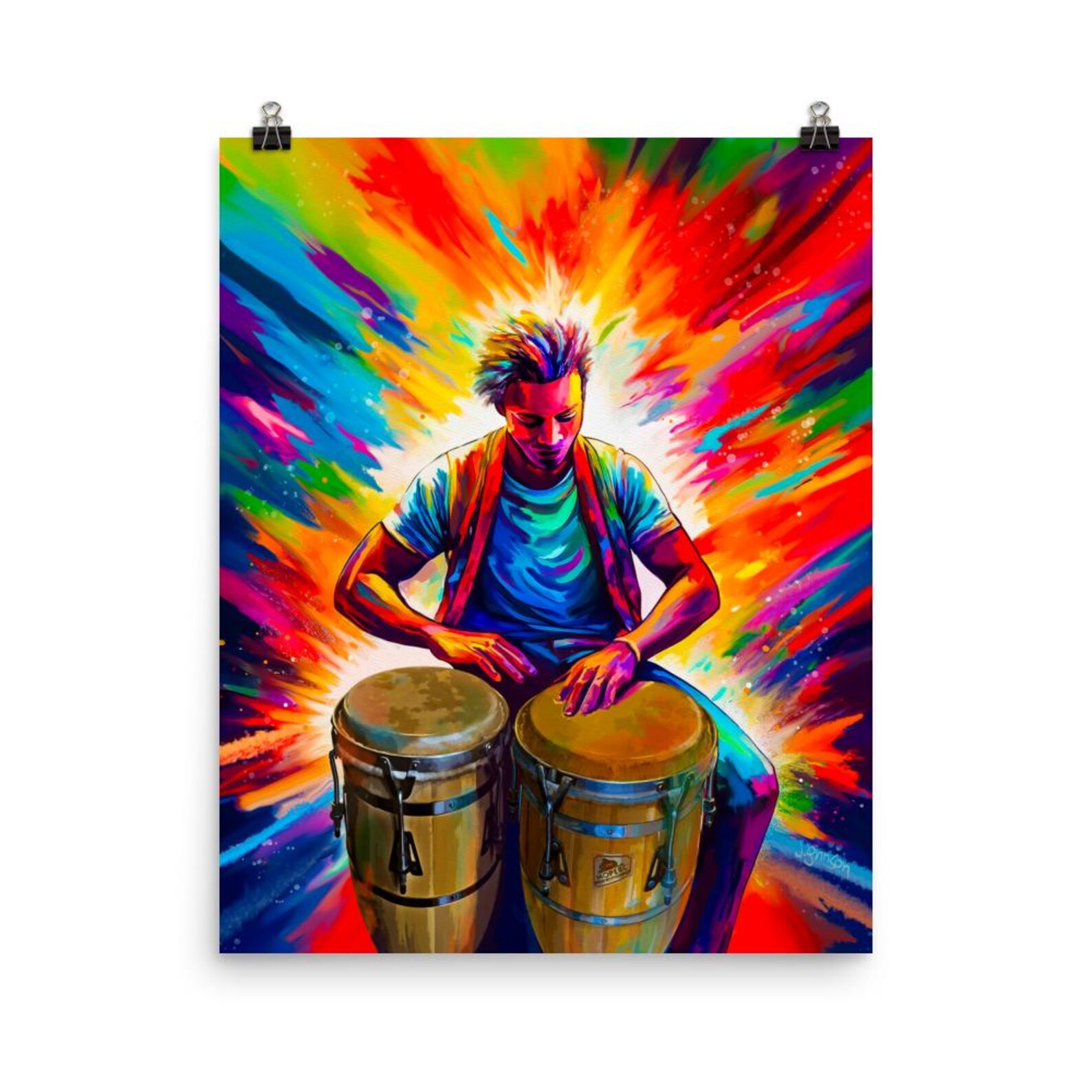 Abstract Conga Drummer Art Print: Percussionist Gift, Salsa Music ...