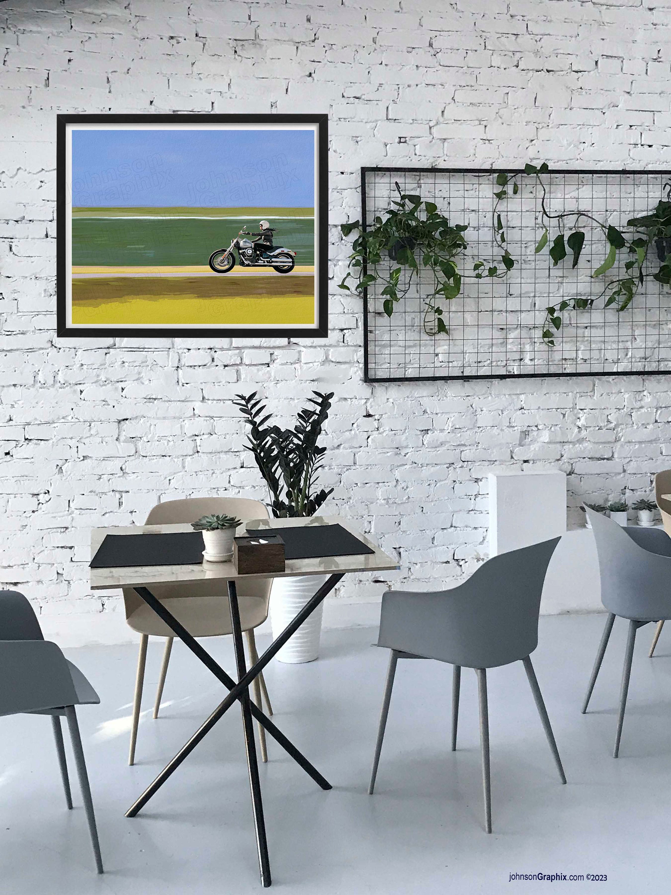 Open Road Freedom, Motorcycle Art Print, Ladies Biker Poster, Retro ...