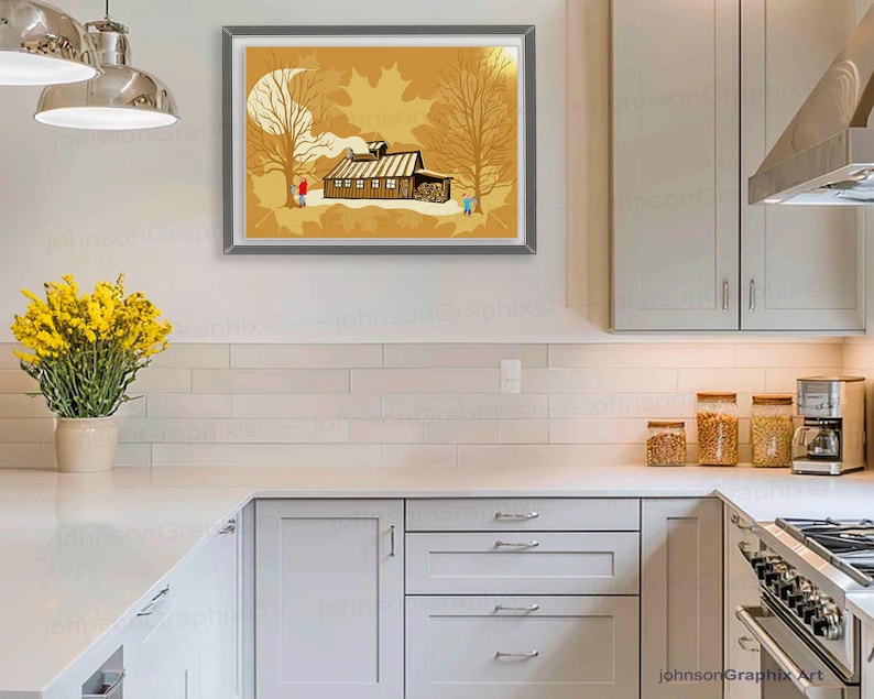 Maple Syrup Harvest Painting Print: Winter Landscape Painting - Etsy