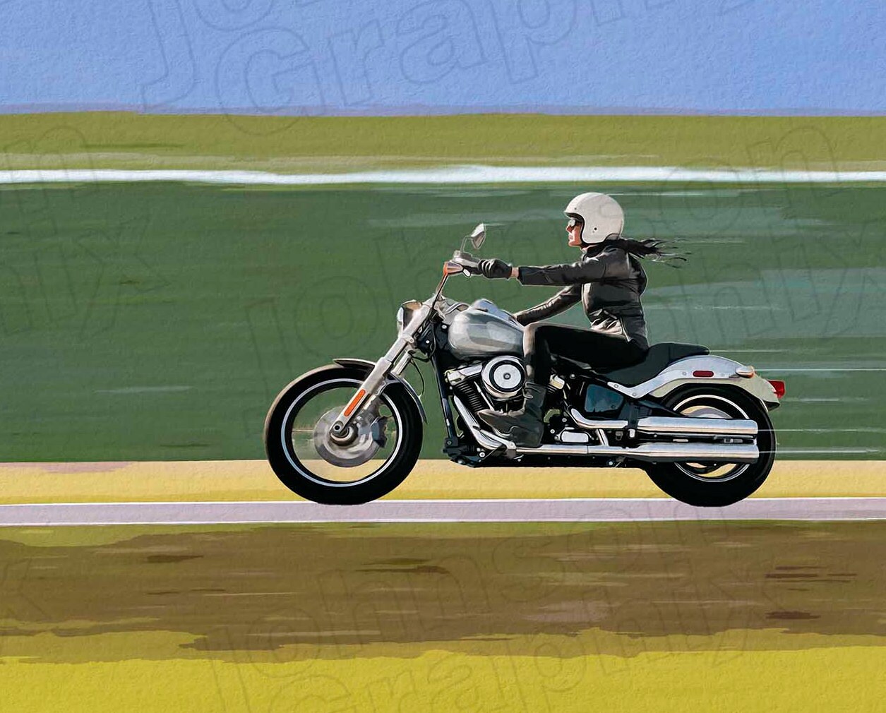 Open Road Freedom, Motorcycle Art Print, Ladies Biker Poster, Retro ...