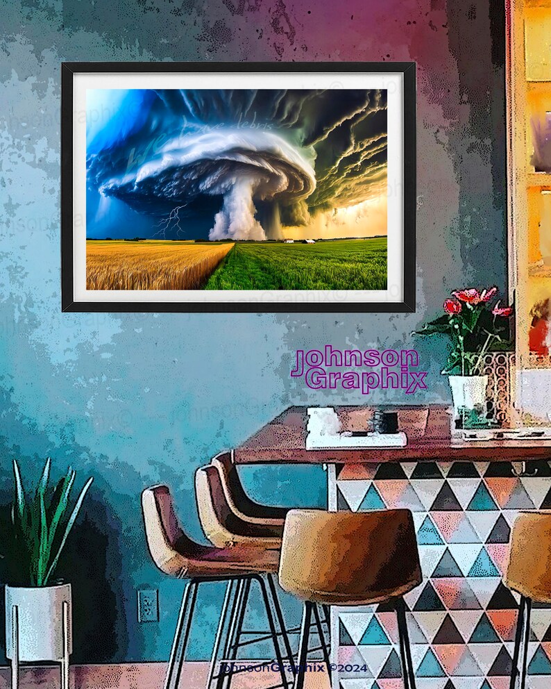 Supercell Tornado Art Print: Storm Chaser Weather Decor - Etsy