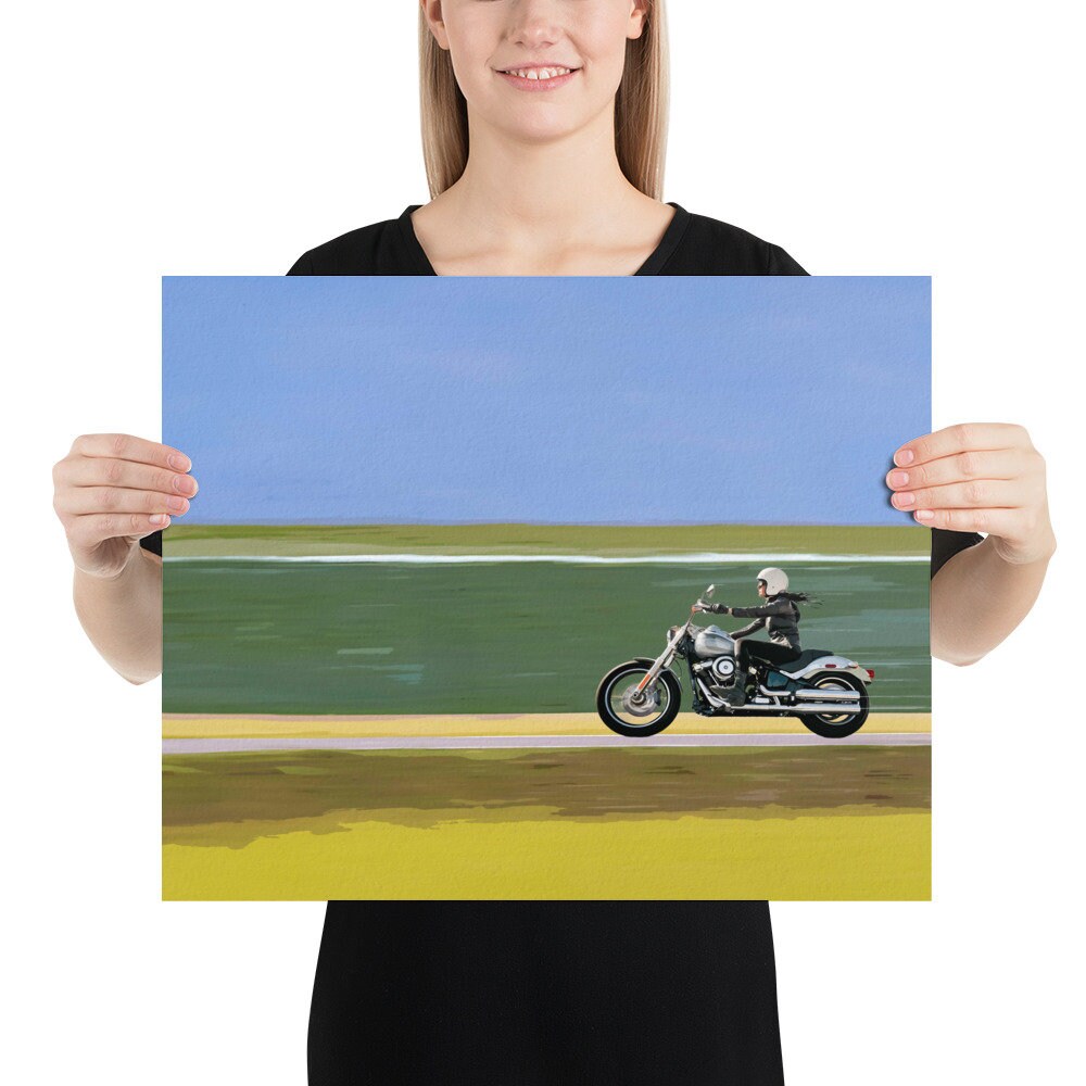 Open Road Freedom, Motorcycle Art Print, Ladies Biker Poster, Retro ...