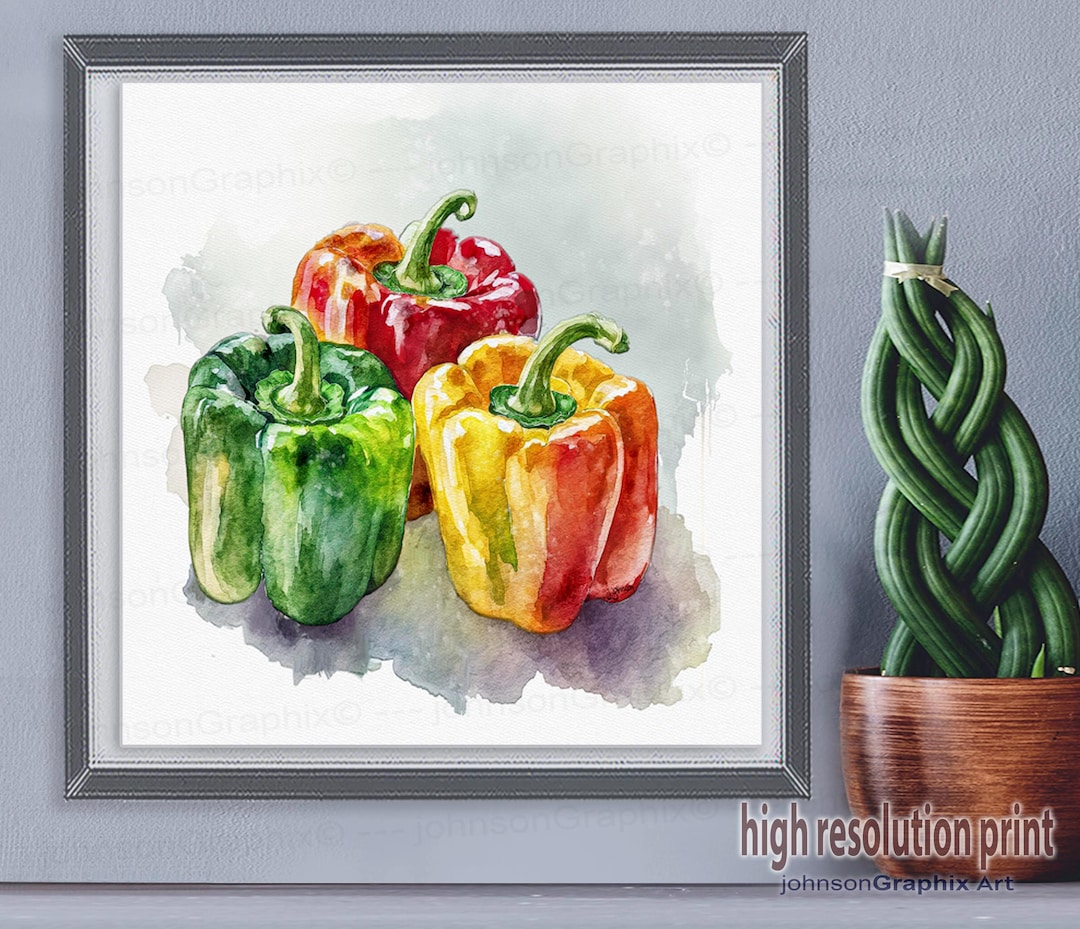 Bell Peppers Watercolor Art Print Spice up Your Kitchen With This ...