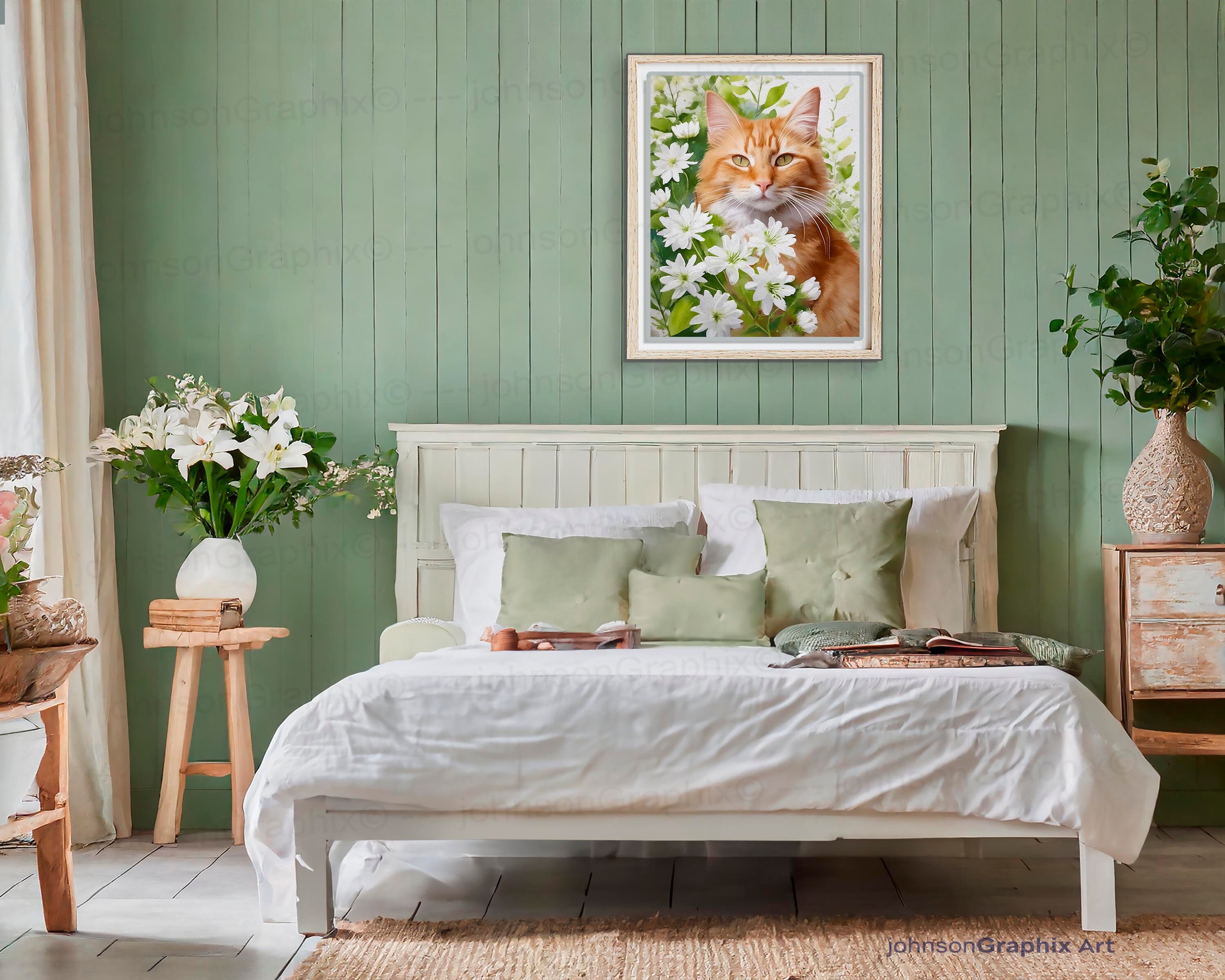 Ginger Cat Print, Tabby Cat Wall Art, Orange Tabby Cat, Persian Cat ...