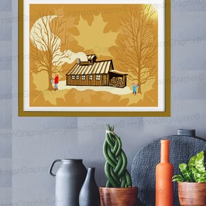 Maple Syrup Wall Art Print, Maple Sap Harvest Painting, Sugaring Art ...