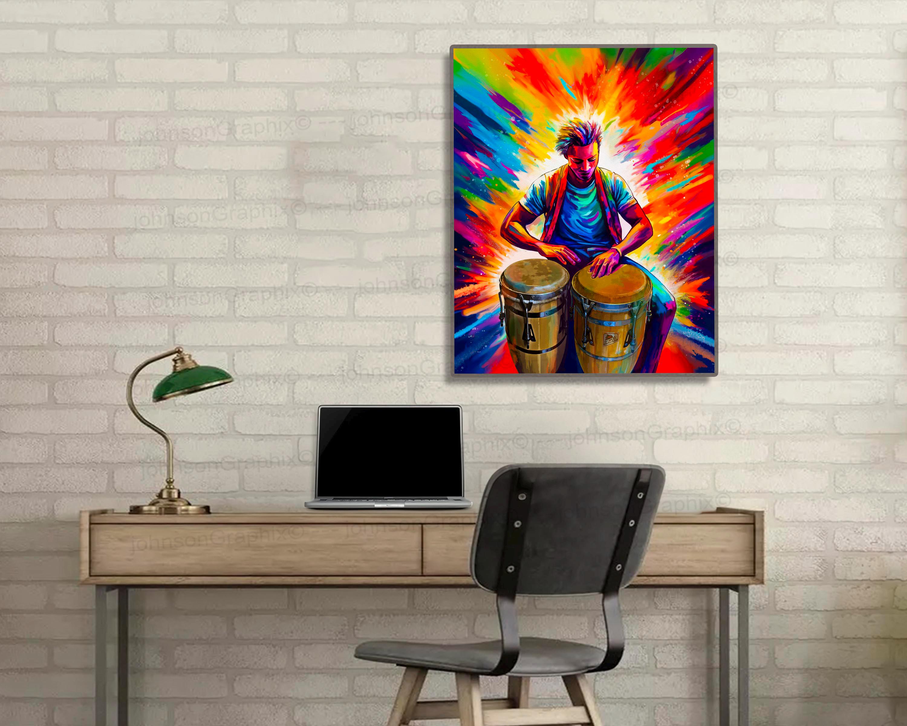 Abstract Conga Drummer Art Print: Percussionist Gift, Salsa Music ...