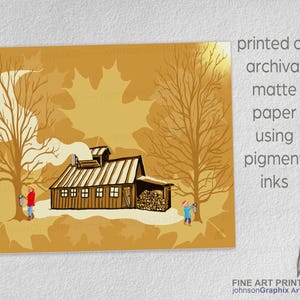 Maple Syrup Harvest Painting Print: Winter Landscape Painting - Etsy