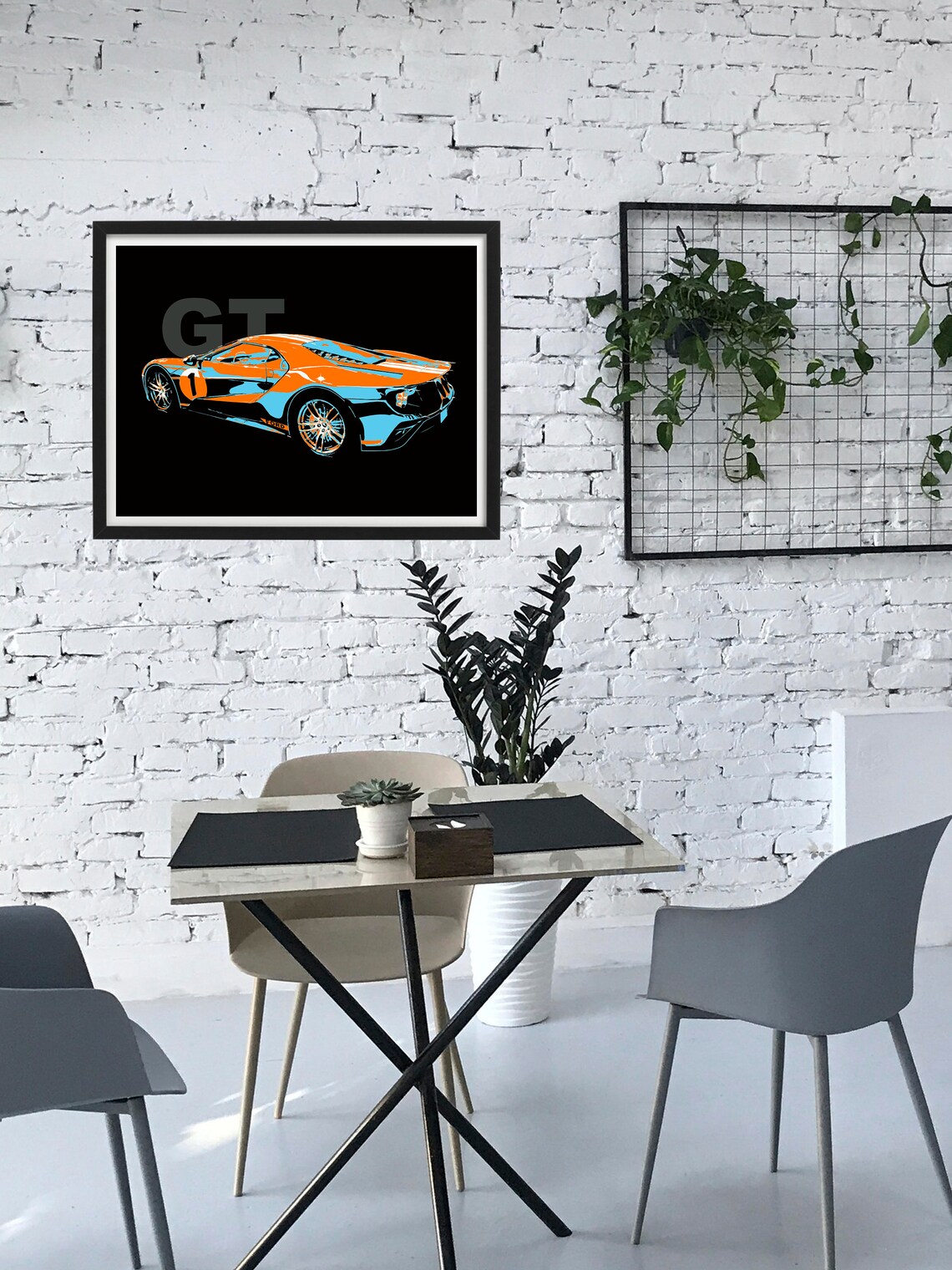 Ford GT Abstract Painting Art Print, Exotic Car Wall Art Print, Super ...