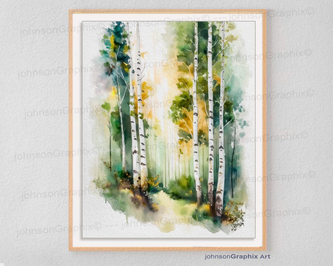 Aspen Tree Watercolor Painting Print, Bring a Touch of Nature's Calm ...