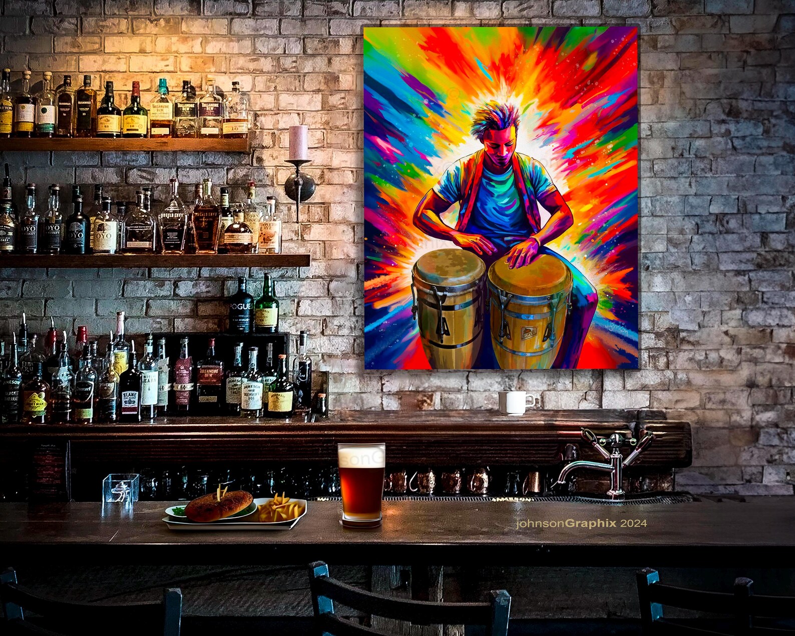 Abstract Conga Drummer Art Print: Percussionist Gift, Salsa Music ...