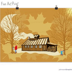 Maple Syrup Harvest Painting Print: Winter Landscape Painting - Etsy