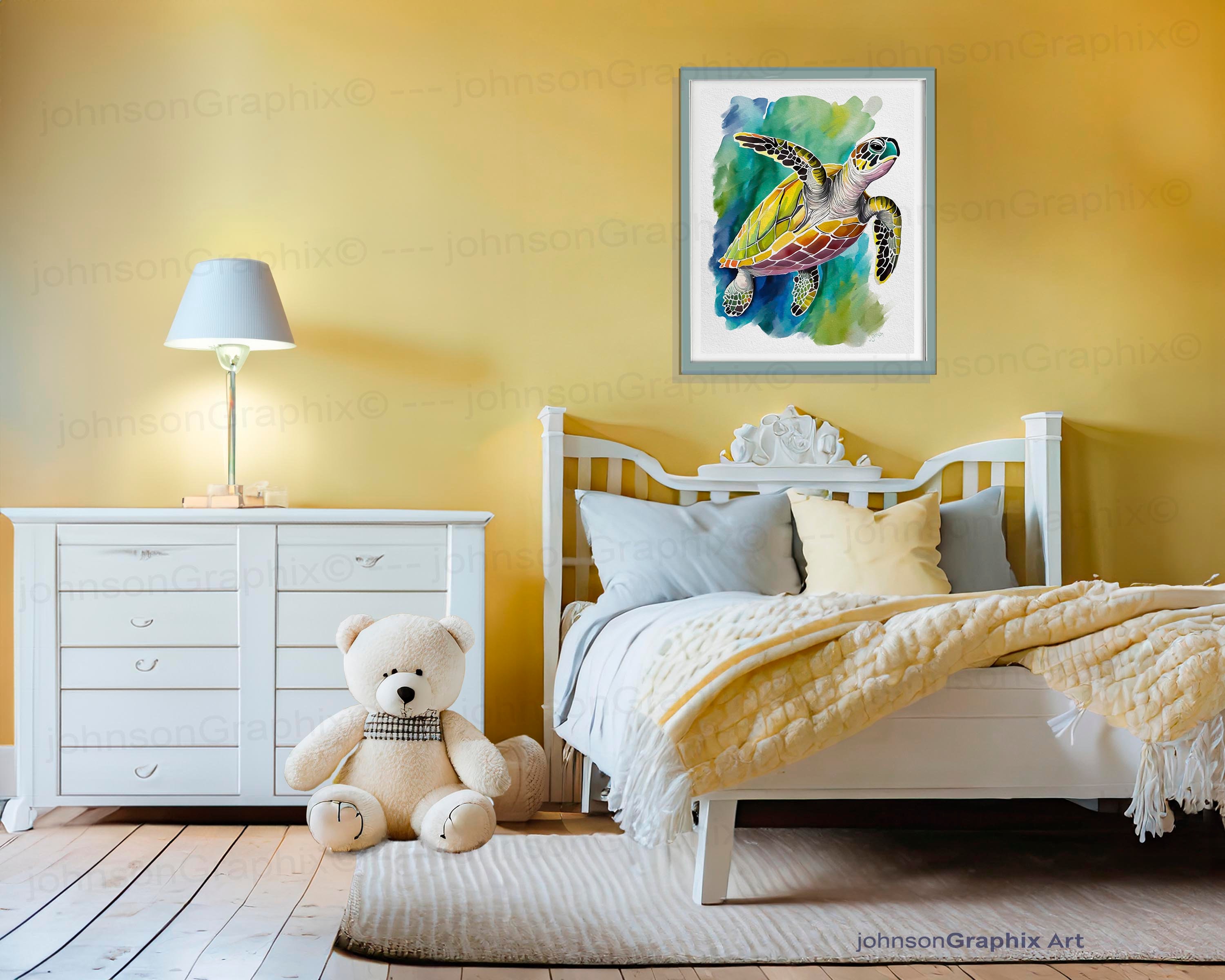 Sea Turtle Art Print, Sea Turtle Poster, Sea Life Wall Art, Nursery Art ...